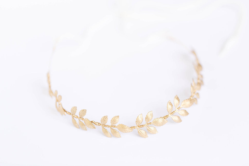 Athena Bridal Leaf Crown - Wedding hair piece, bridal headband - Gold ...