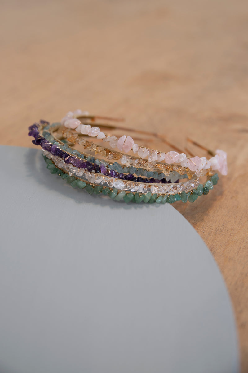 Layla - Gemstone Headbands, Rose Quartz, Amethyst, Citrine, Jade, Aqua ...