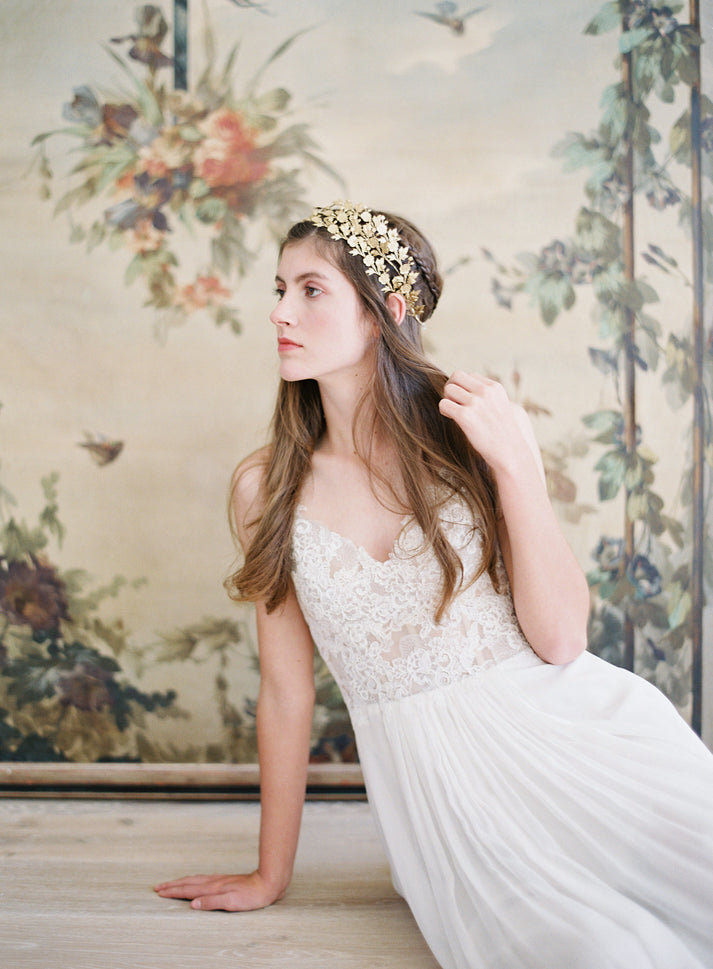 Large Wildflower Wedding Crown - Flower Bridal Crown, Wedding hair pie ...