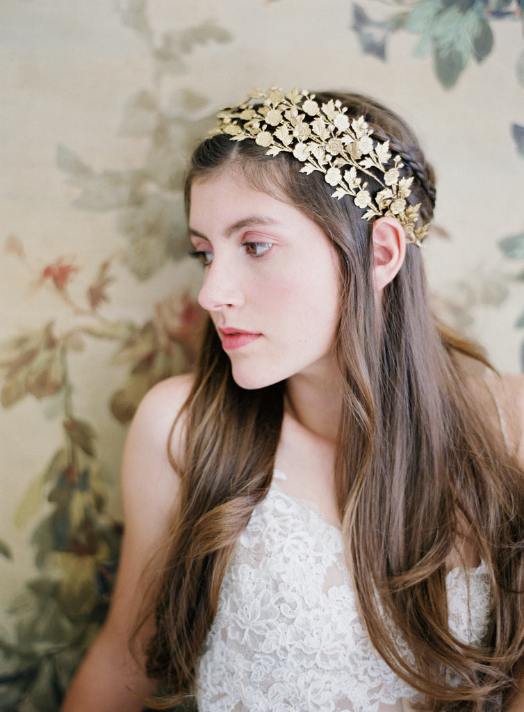 Large Wildflower Wedding Crown - Flower Bridal Crown, Wedding hair pie ...